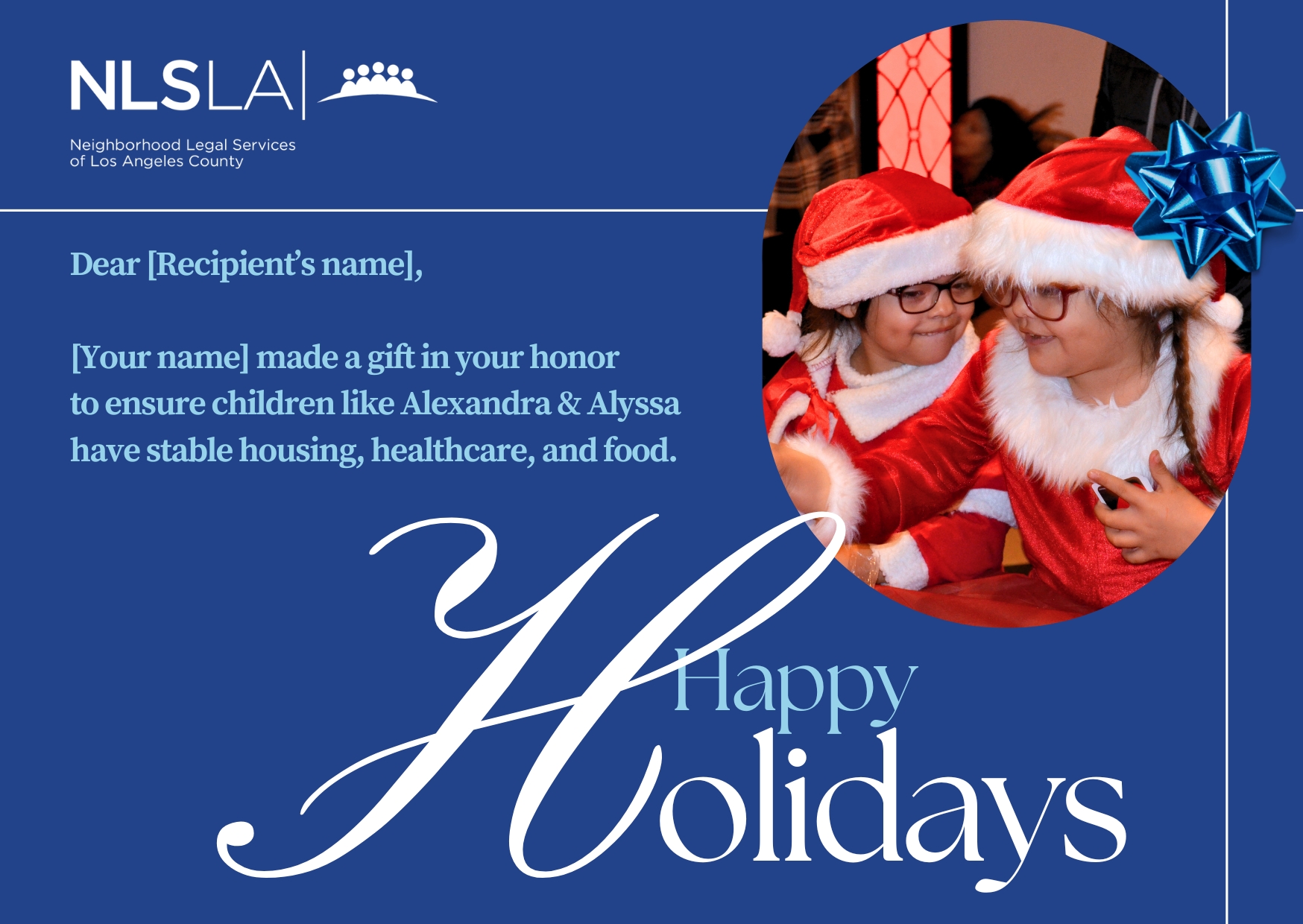 Dedicate a Donation this Holiday Season - NLSLA